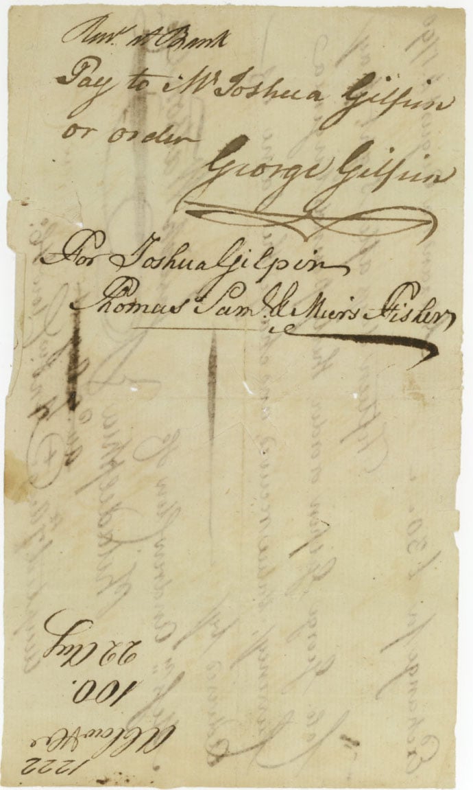 1790 Check to George Gilpin from Josiah Watson — Alexandria, Virginia